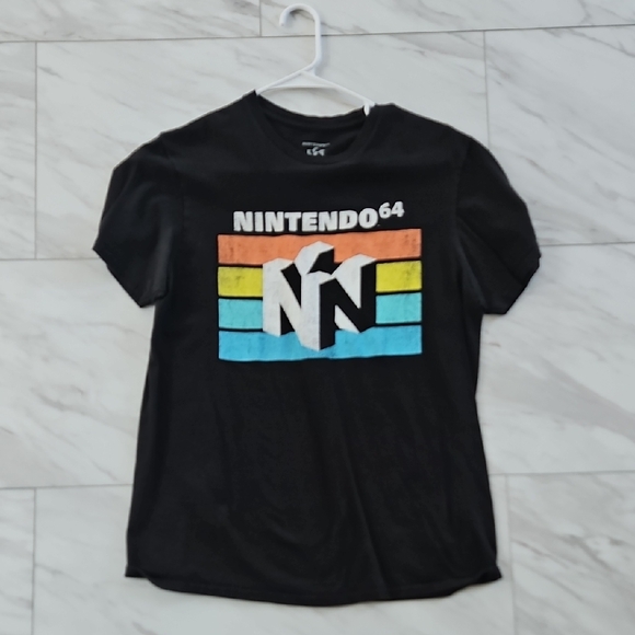 Nintendo | Shirts | Nintendo Black Tshirt With Colorful Logo | Poshmark